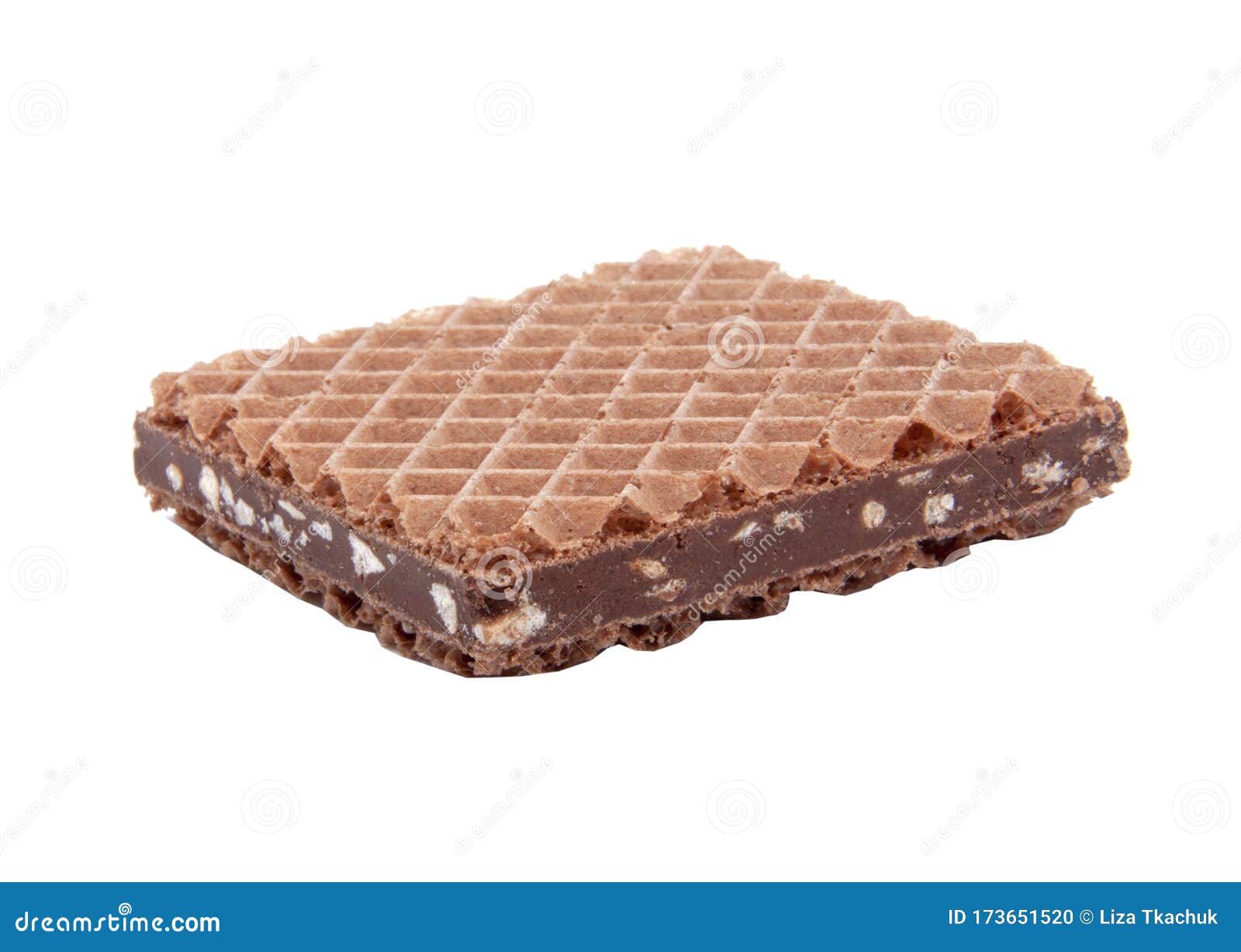 Square Waffle with Chocolate Snack Isolated on the White Stock Photo ...