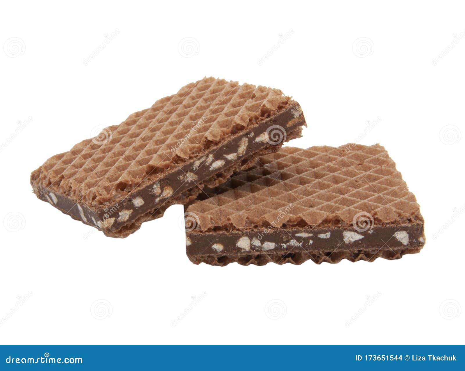 Square Waffle with Chocolate Snack Isolated on the White Stock Photo ...