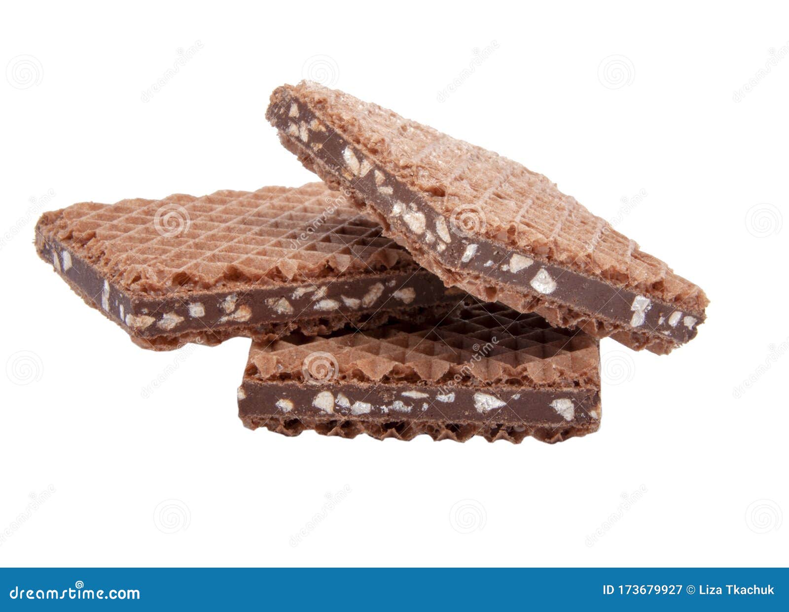 Square Waffle with Chocolate Snack Isolated on the White Stock Image ...