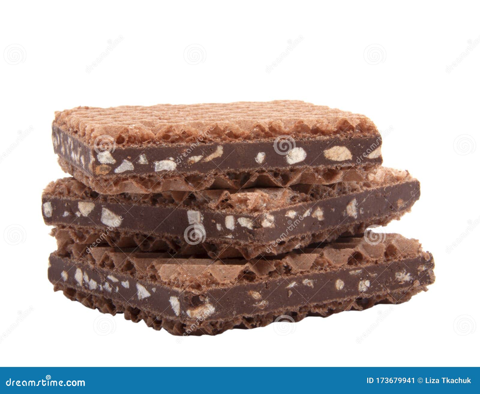 Square Waffle with Chocolate Snack Isolated on the White Stock Image ...