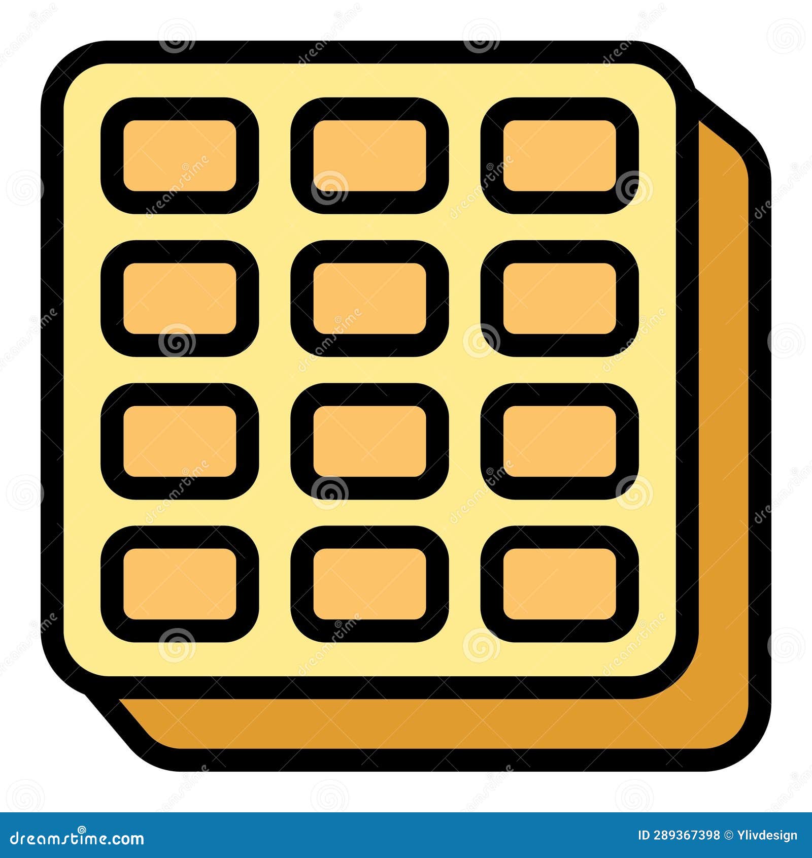Square Waffle Icon Vector Flat Stock Vector - Illustration of round ...