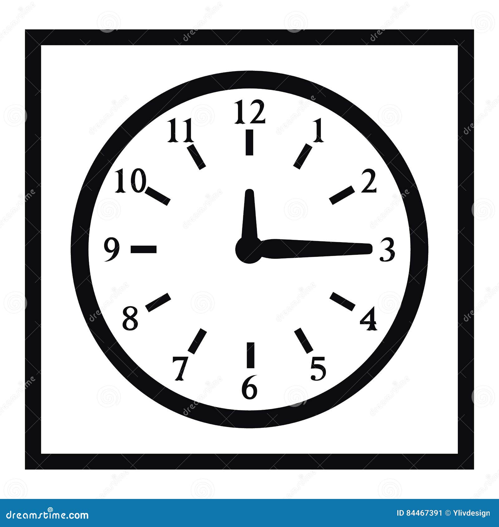Square Wall Clock Icon, Simple Style Stock Vector - Illustration of ...