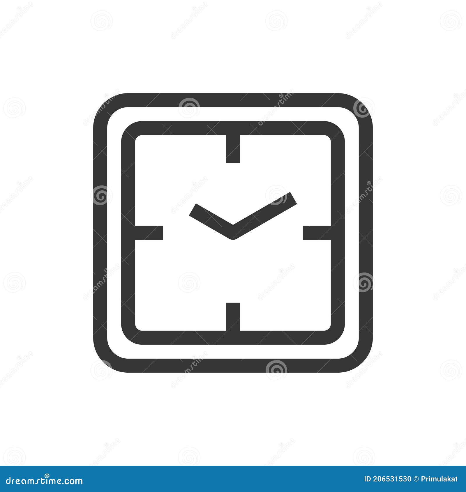 Square Wall Clock Line Style Isolated Vector Icon Stock Illustration ...