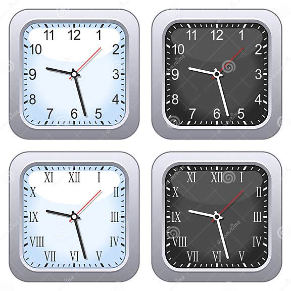 Square Wall Clock Set stock vector. Illustration of blue - 27641233