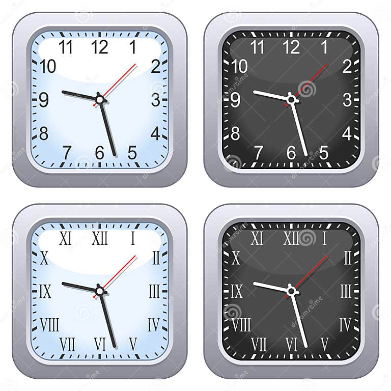 Square Wall Clock Set stock vector. Illustration of blue - 27641233