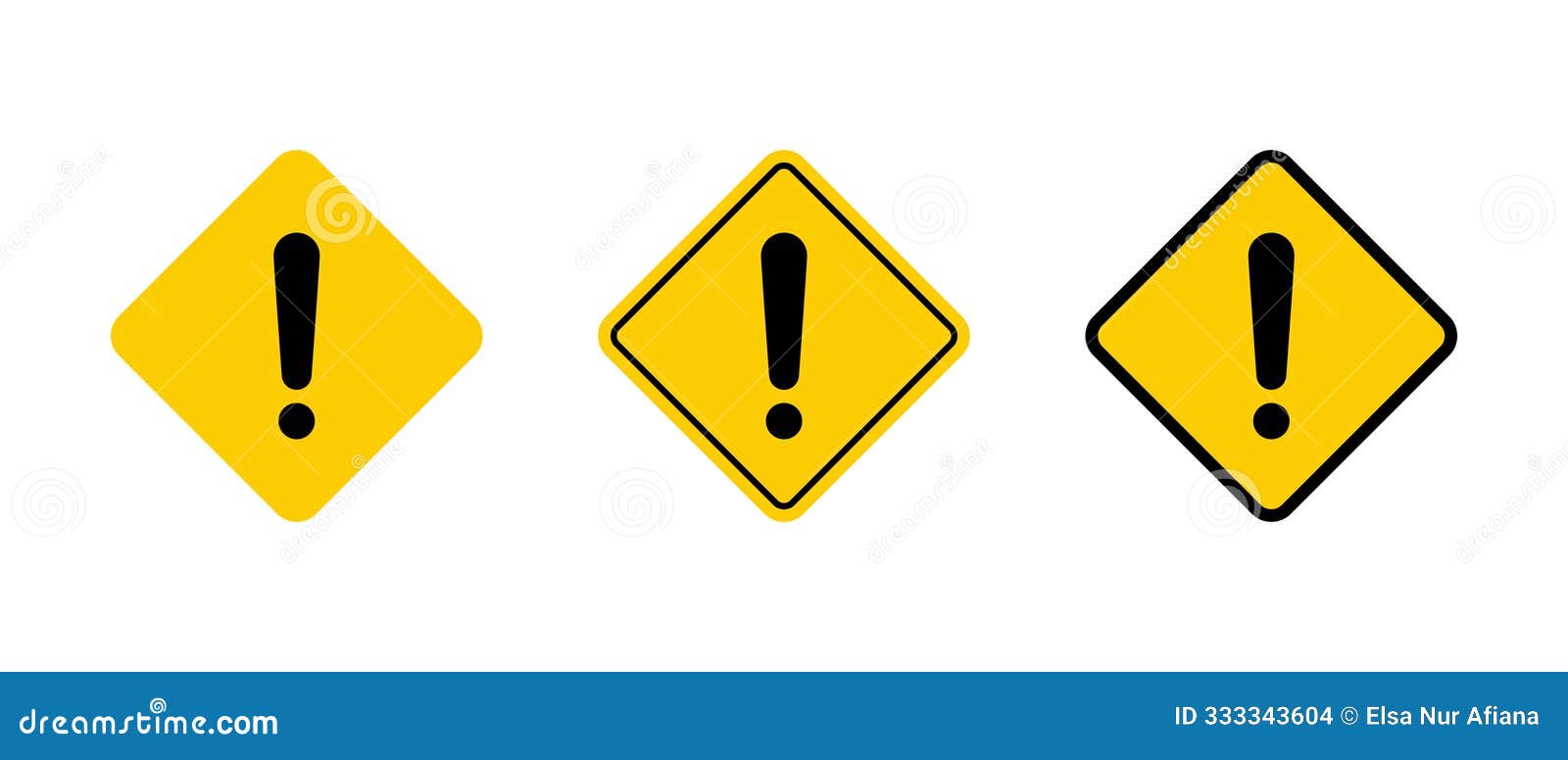 Square Warning, Caution Icon Set in Flat Style Stock Illustration ...