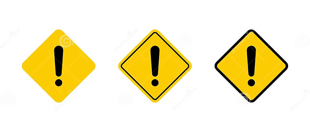 Square Warning, Caution Icon Set in Flat Style Stock Illustration ...