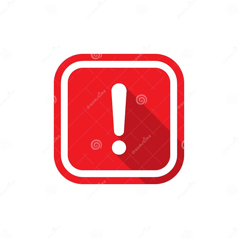 Square Warning Sign Icon with Long Shadow. Danger Caution Symbol Stock ...