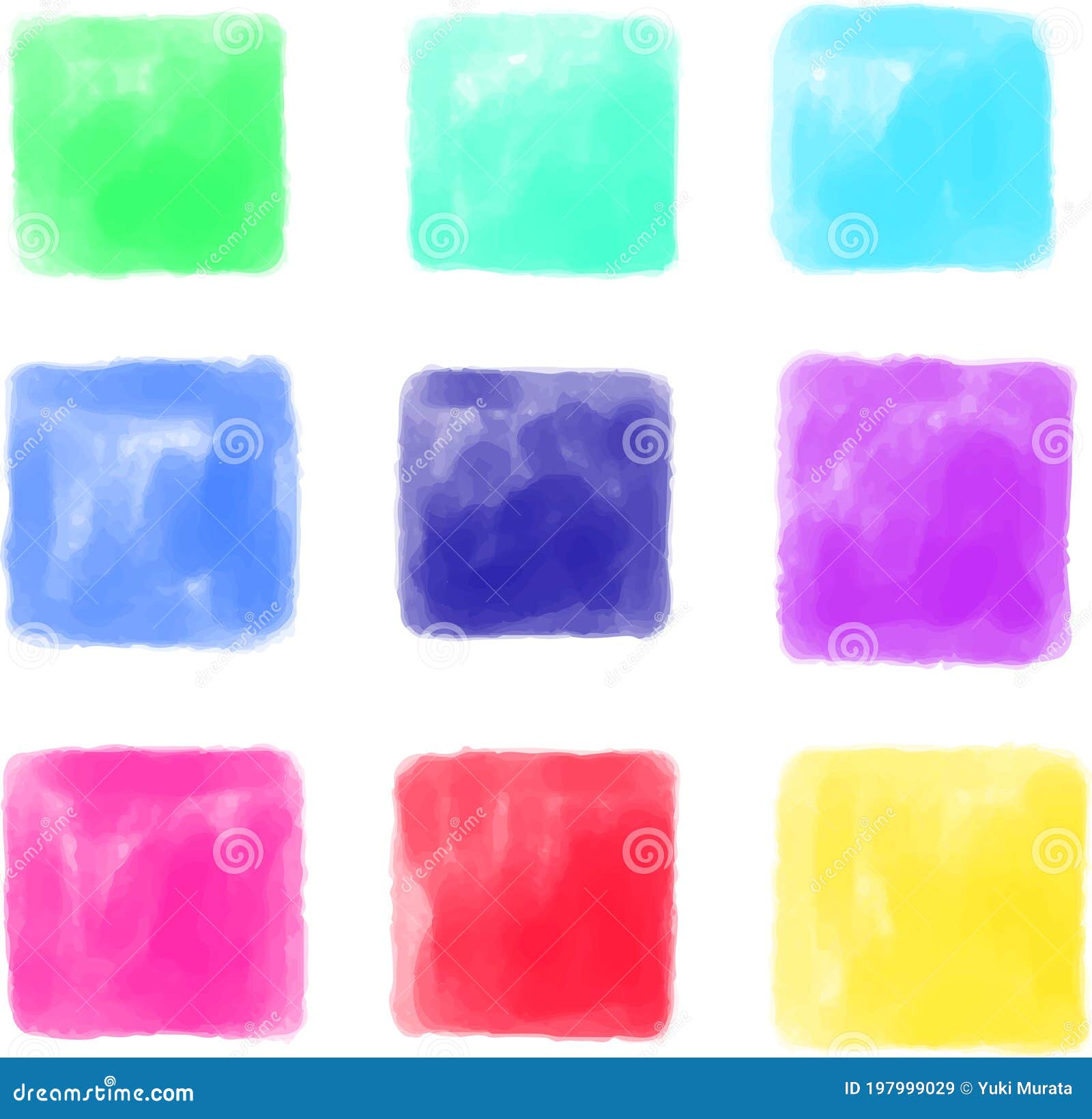 Square Watercolor Style Pop Colorful Background Set Stock Vector ...
