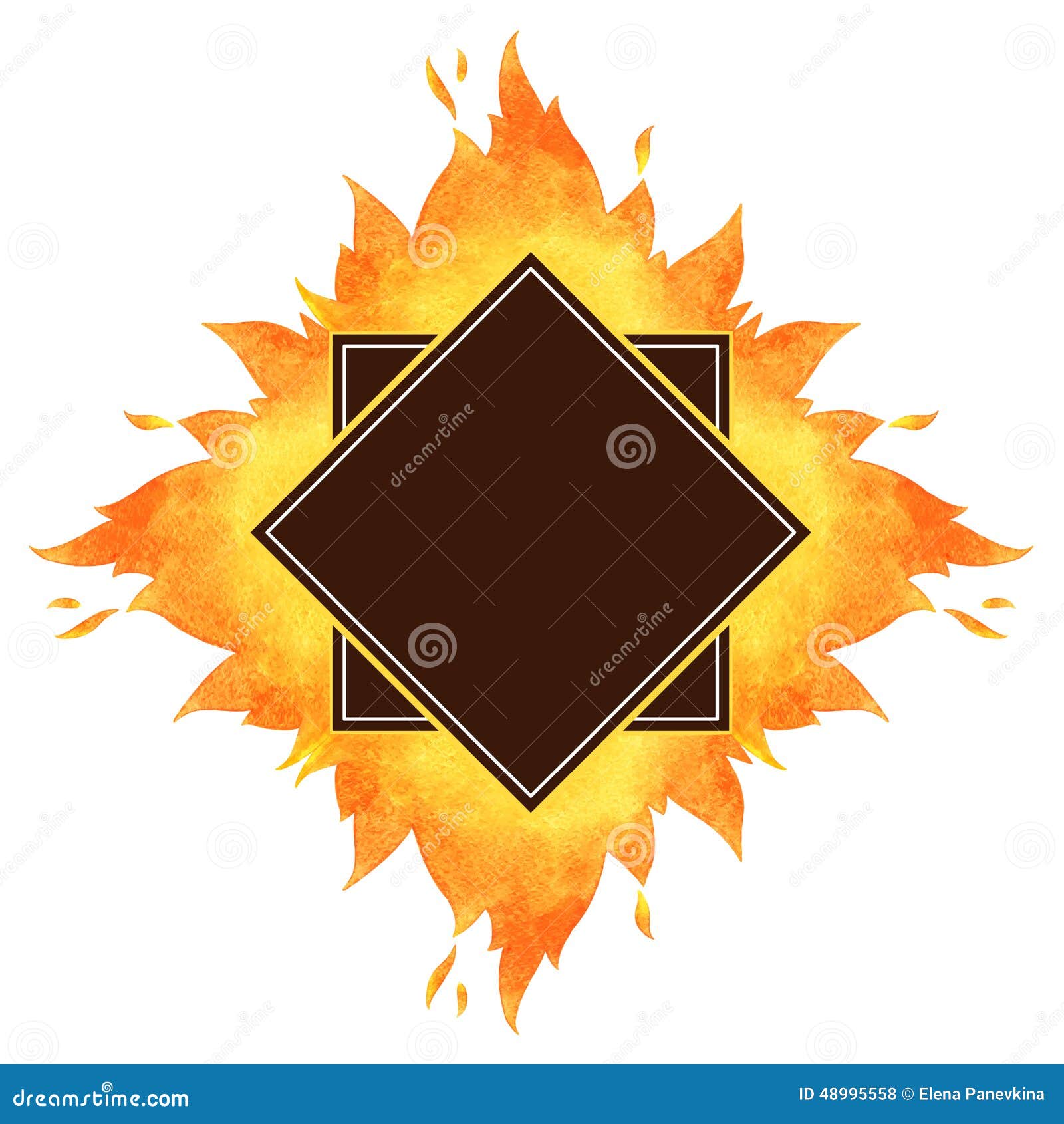 Square Watercolor Vector Fire Frame. Stock Vector - Illustration of ...