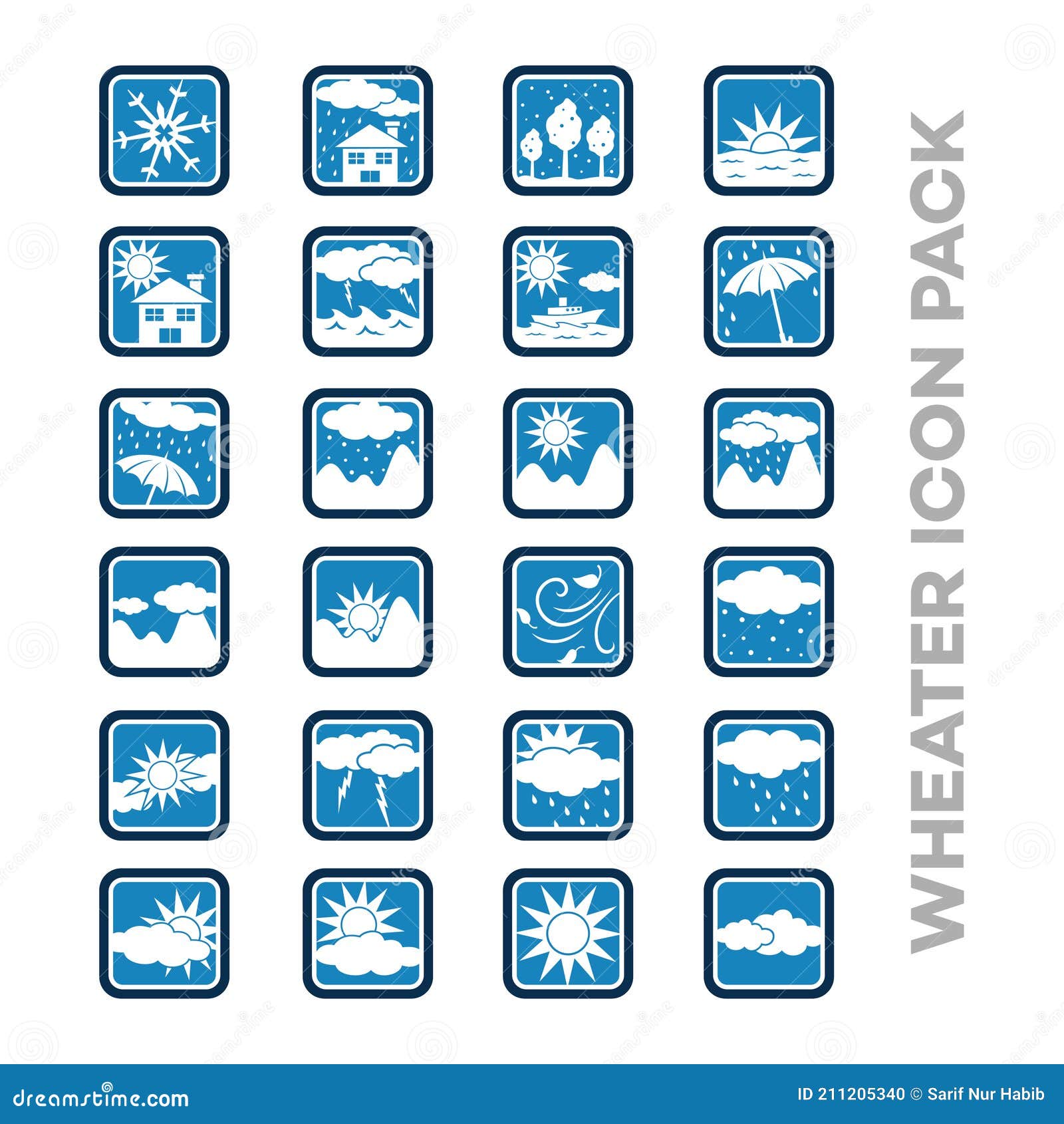 Square weather icon pack stock vector. Illustration of design - 211205340