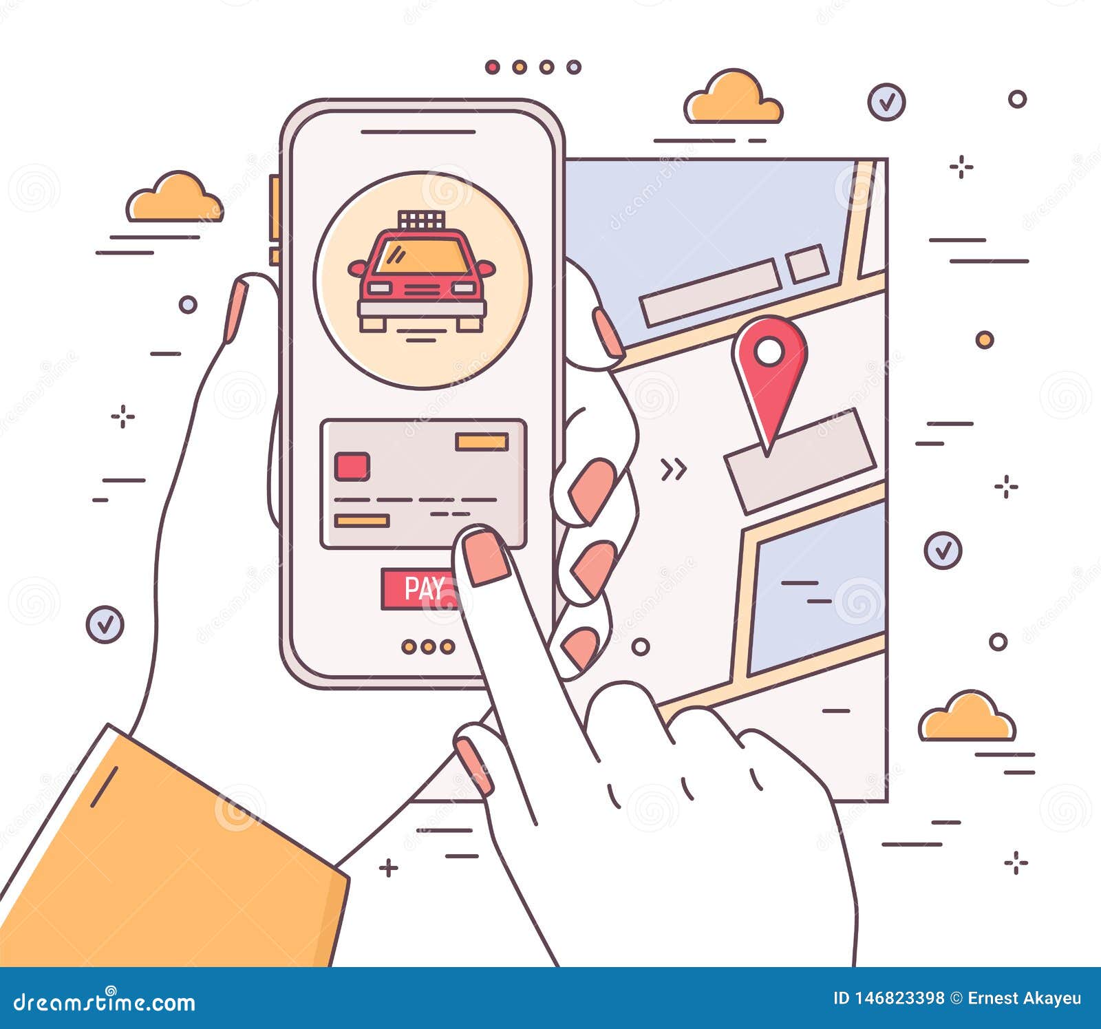 Square Web Banner Template With Hands Holding Phone And Making Payment ...