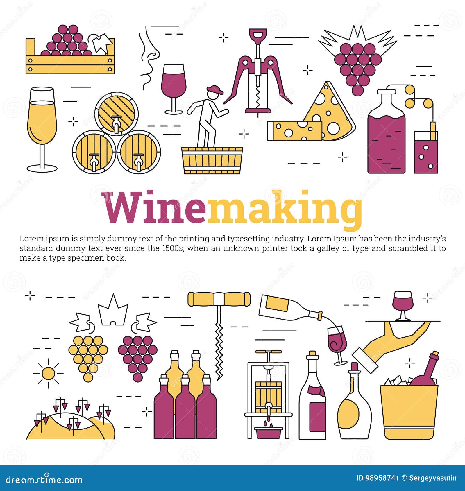 Square Web Banner - Wine Making Stock Vector - Illustration of graphic ...