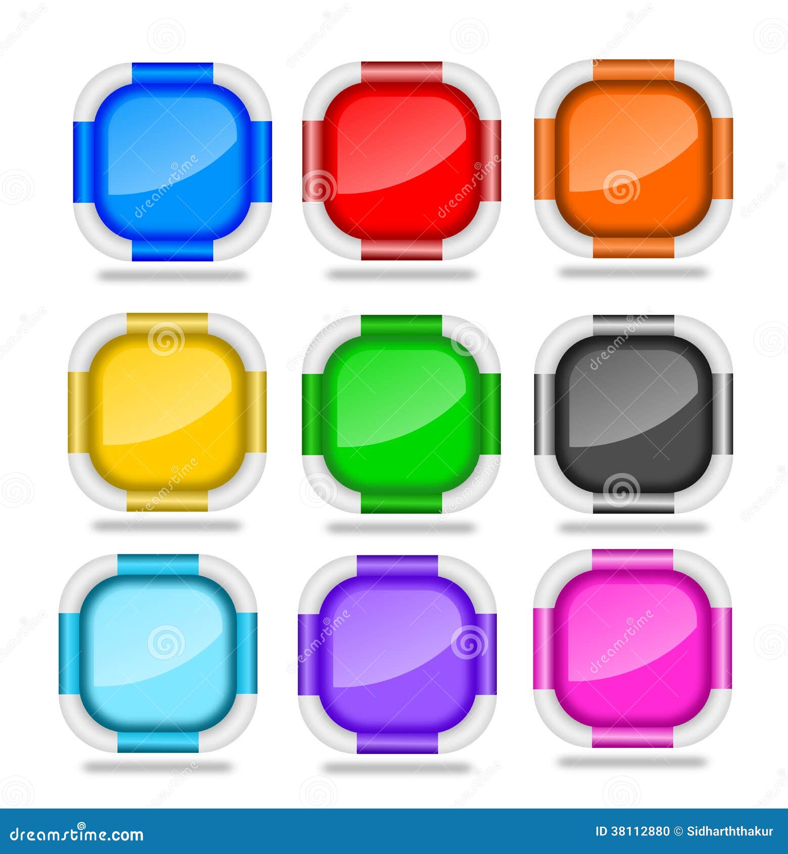 Square Web Buttons with Bevel Rims Stock Illustration - Illustration of ...