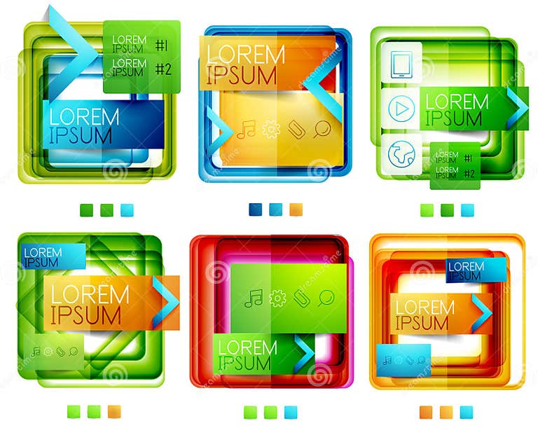 Square Web Design Boxes Set Stock Vector - Illustration of blank, color ...