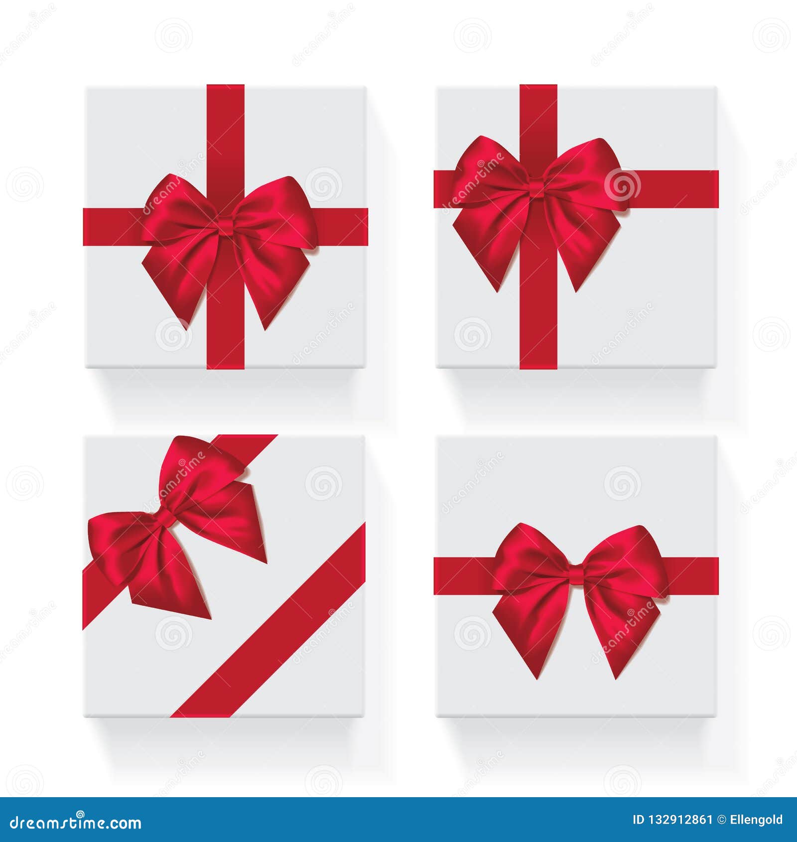Square White Box with a Red Bow Vector Stock Vector - Illustration of ...