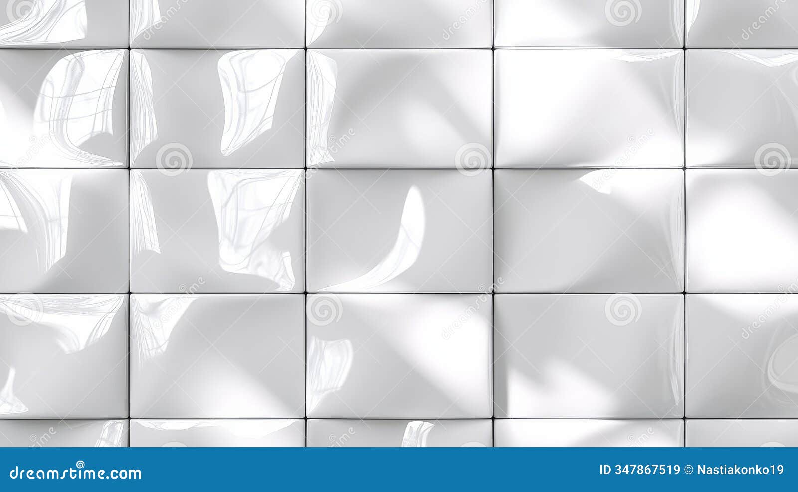 Square White Ceramic Tiles with Light Reflections, Geometric Pattern ...