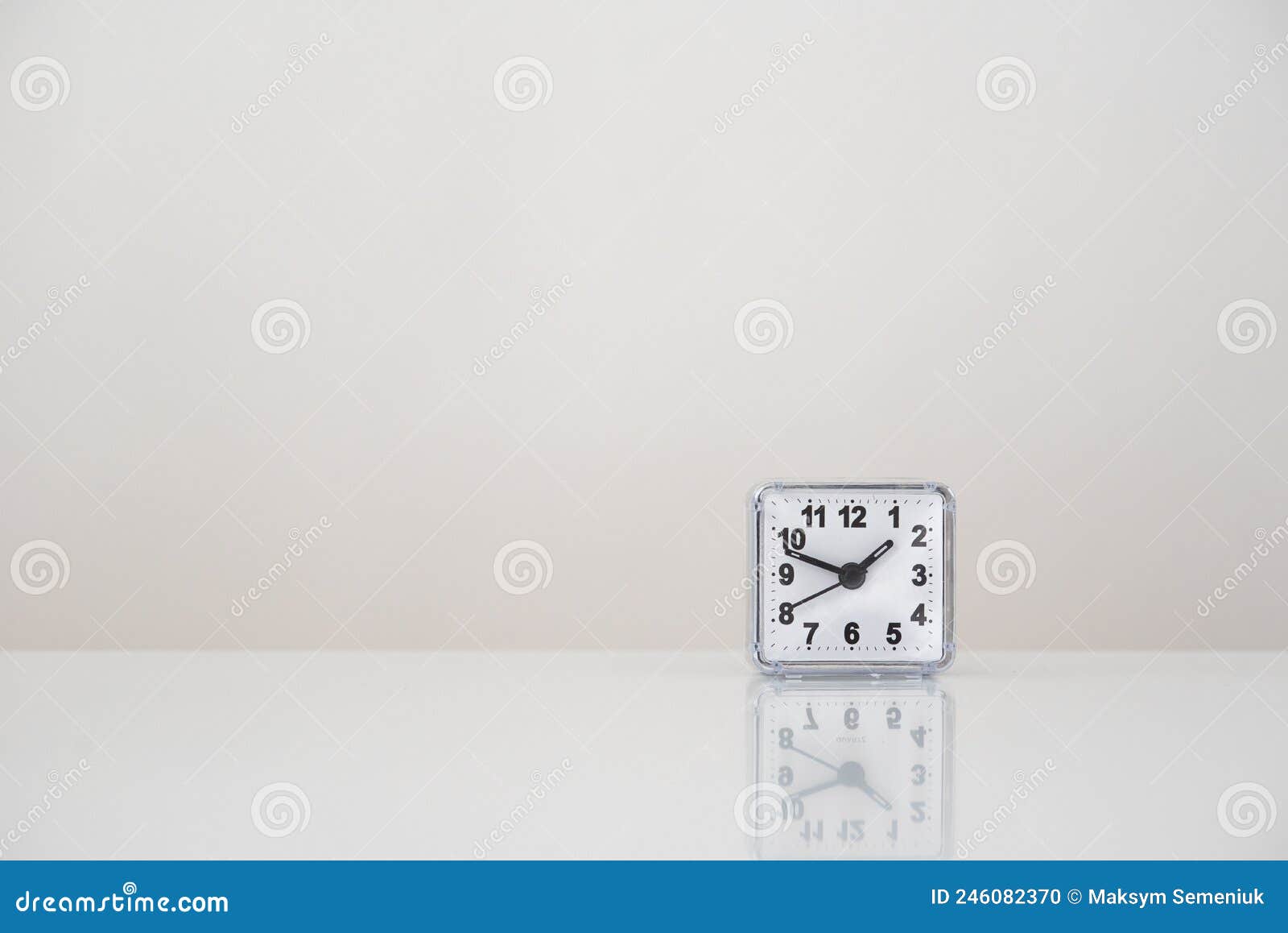 Square White Clock on a White Table. Time Management Stock Photo ...