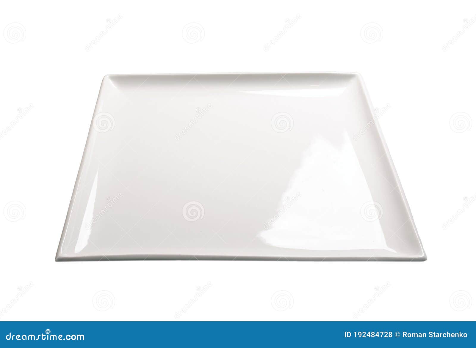 Square White Plate Isolated on White with Stock Photo - Image of food ...