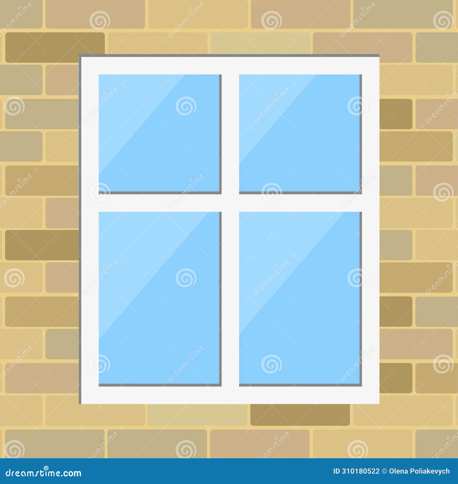 Square Window Design. Tan Brick Texture. Vector Illustration. EPS 10 ...