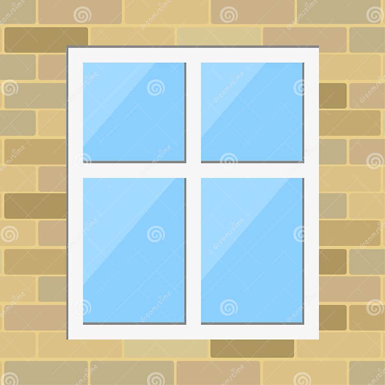 Square Window Design. Tan Brick Texture. Vector Illustration. EPS 10 ...