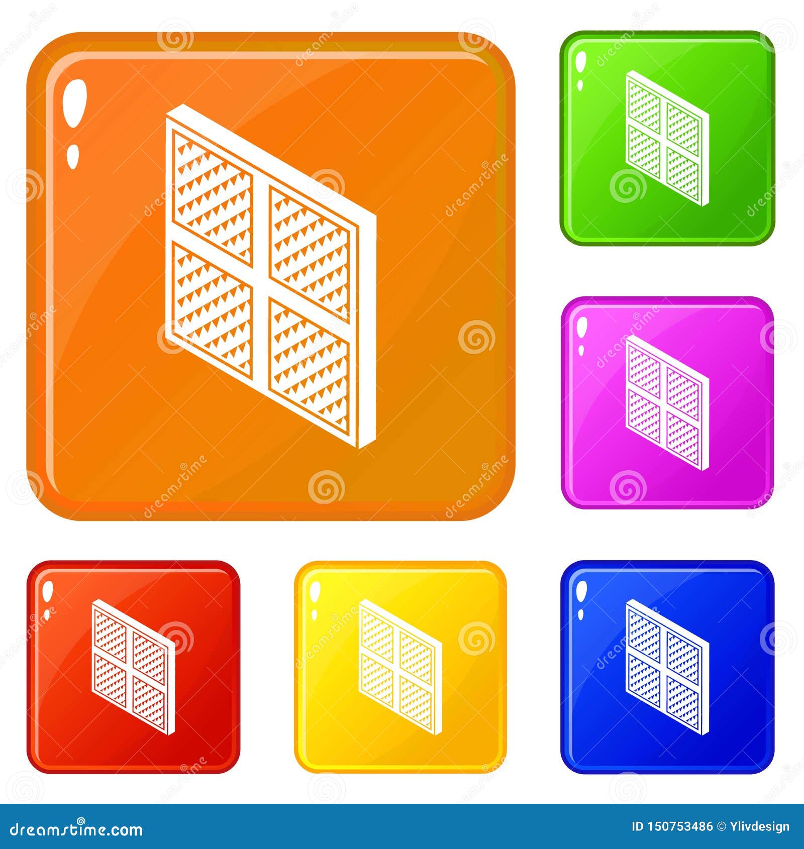 Square Window Frame Icons Set Vector Color Stock Vector - Illustration ...