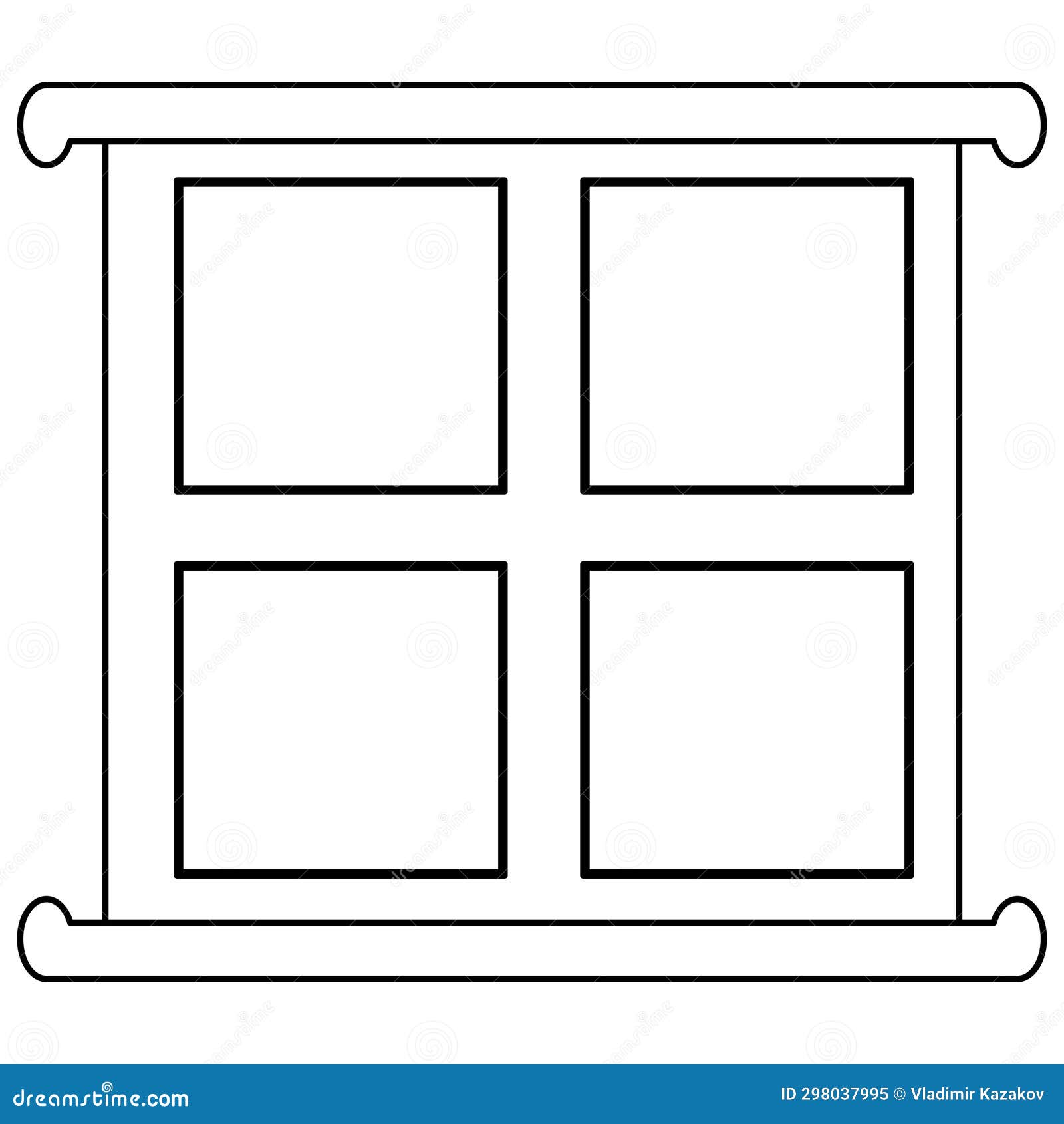 Square Window Outline for House Isolated on White Background. Clipart ...