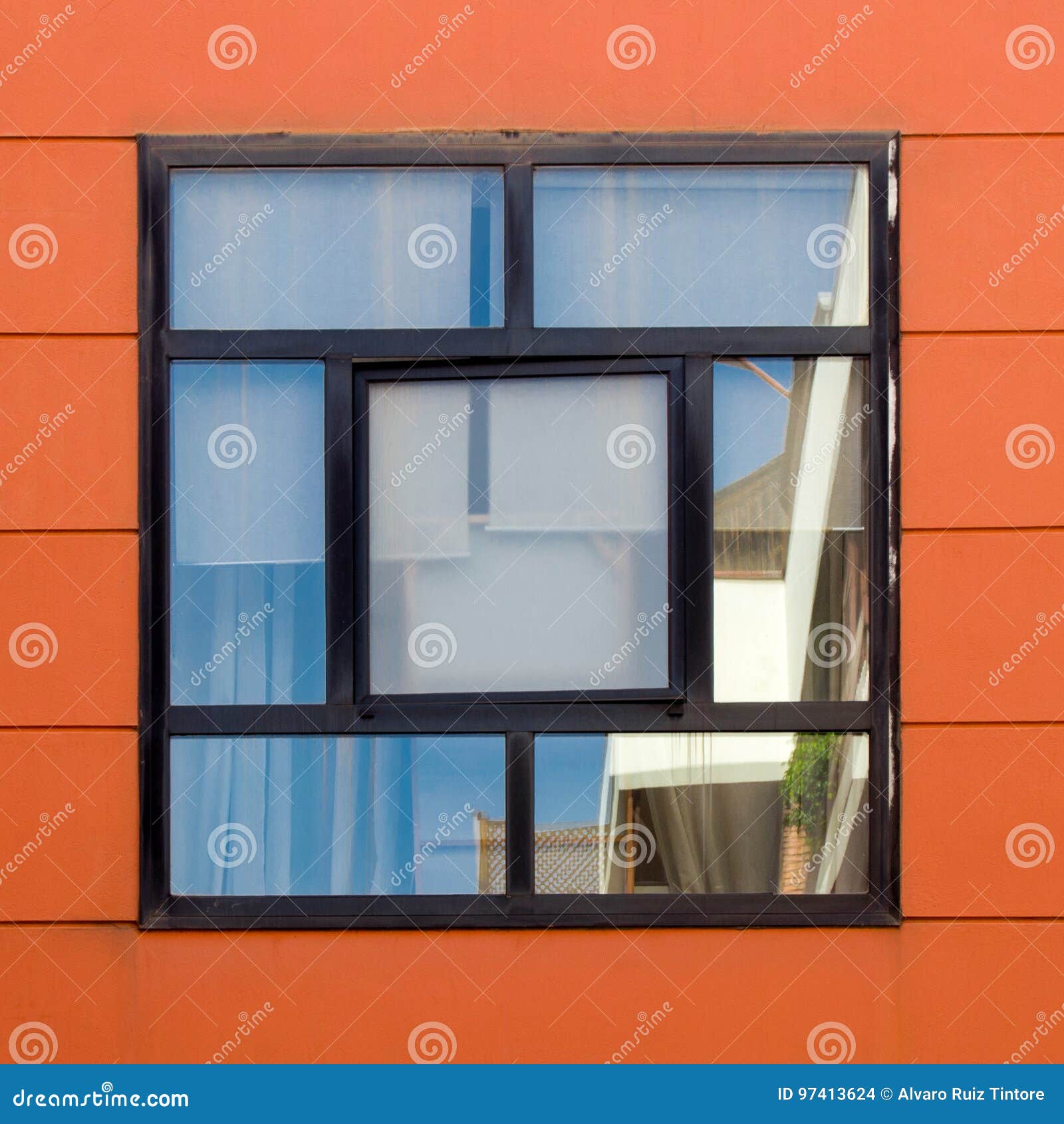 Square Window with Reflections. Stock Photo - Image of rectalgle ...