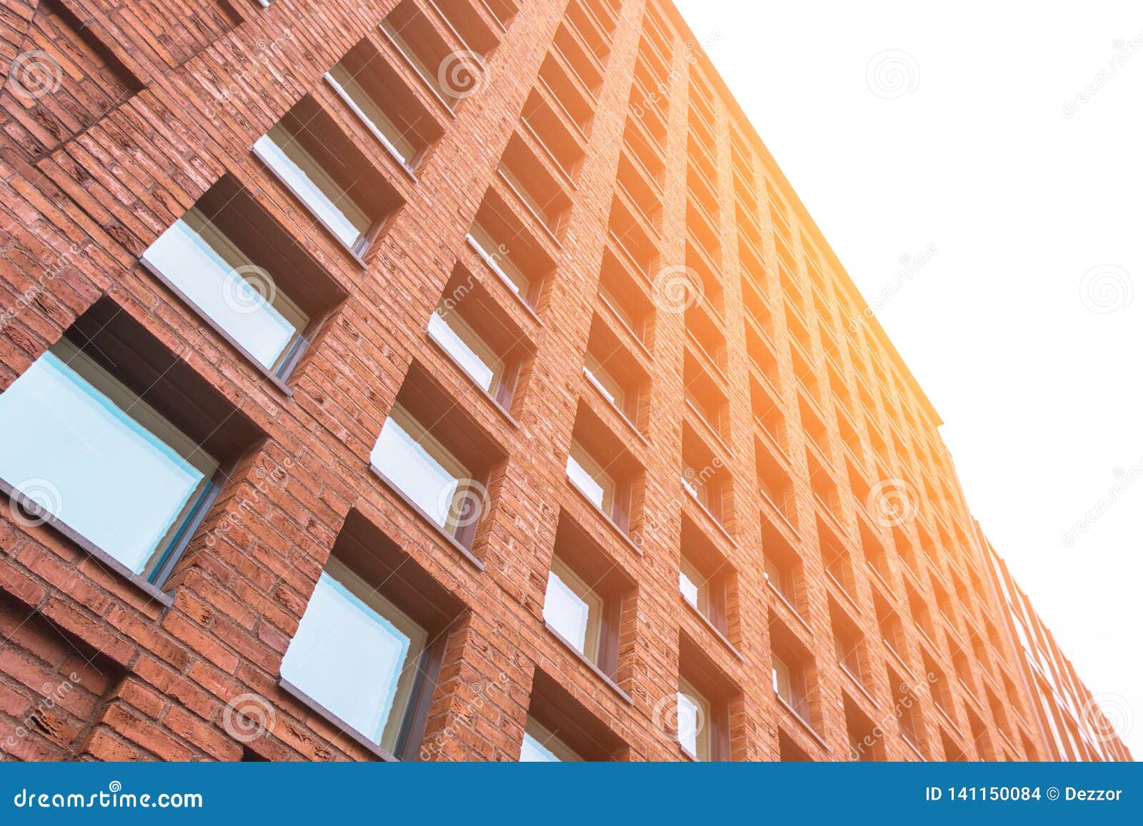 Square Windows in a Red Brick Building Stock Photo - Image of exterior ...