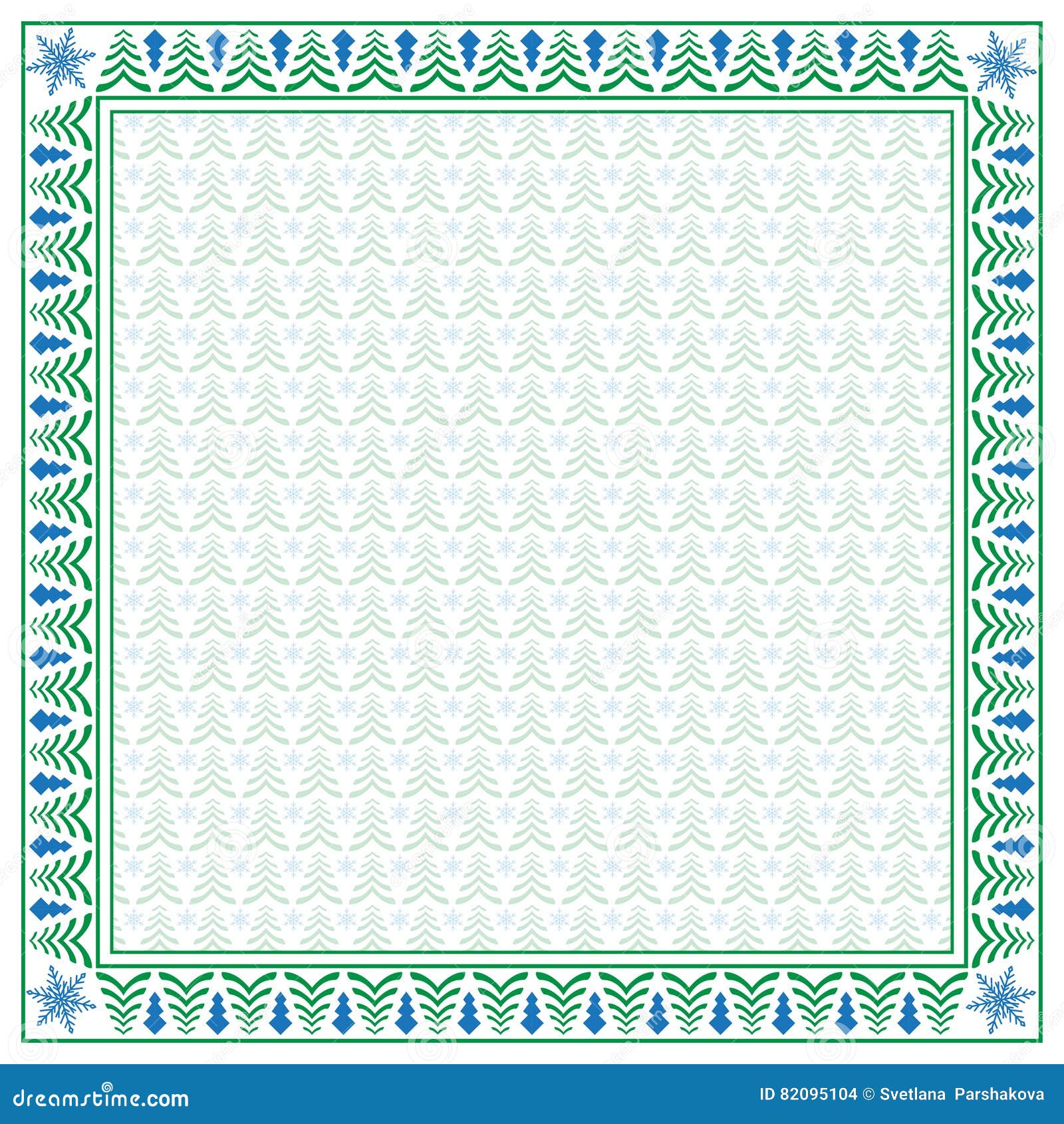Square Winter Border and Seamless Pattern. Stock Vector - Illustration ...