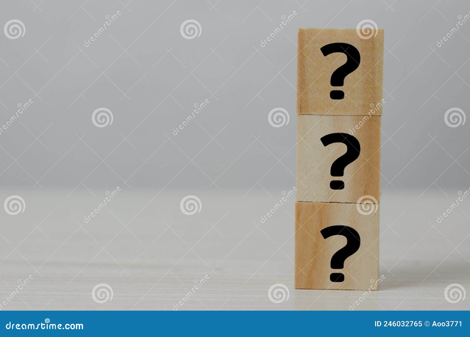 Square Wooden Block Icon Question Mark Symbol Copy Space Stock Image ...