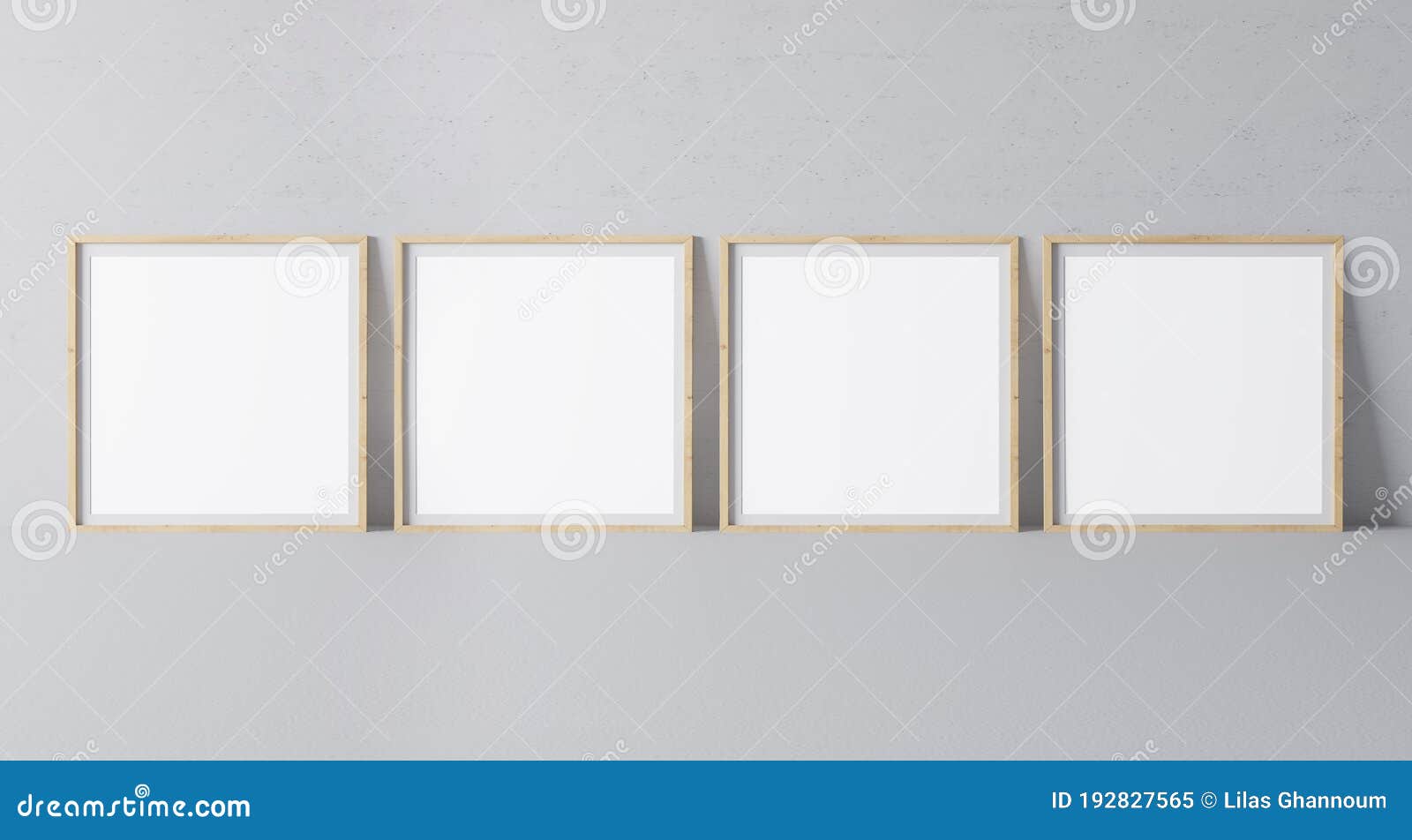 Square Wooden Empty Frames in Modern Design on Minimal Gray Background ...