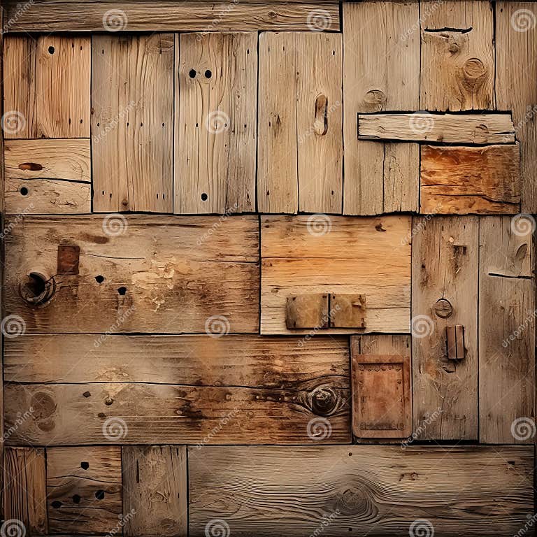 Square Wooden Tiles with Weathered and Cracked Surfaces in a Patchwork ...