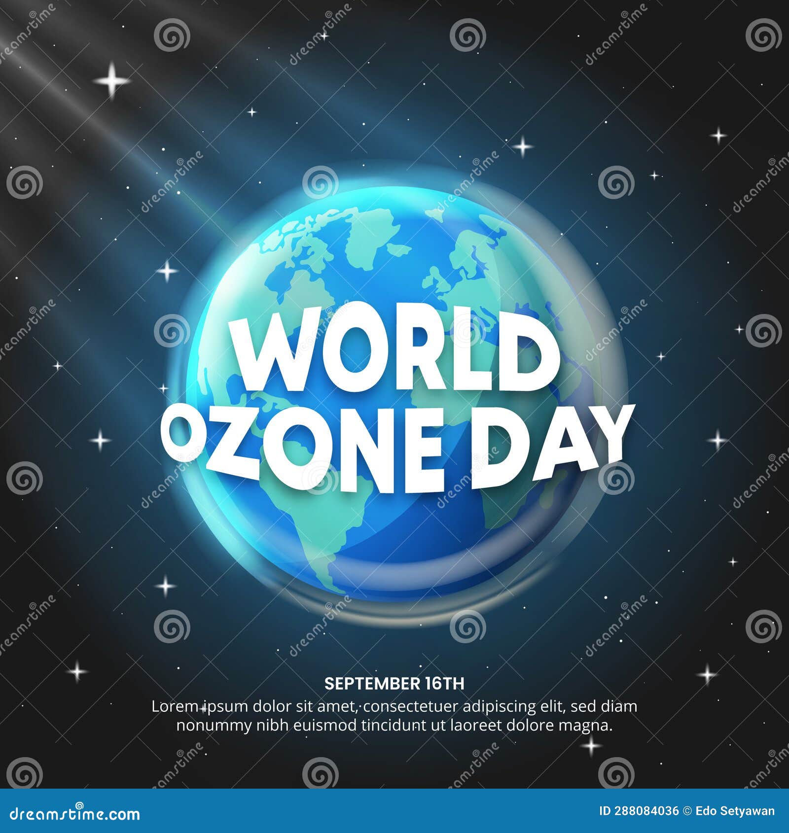 Square World Ozone Day Background with the Earth and Ozone from Outer ...