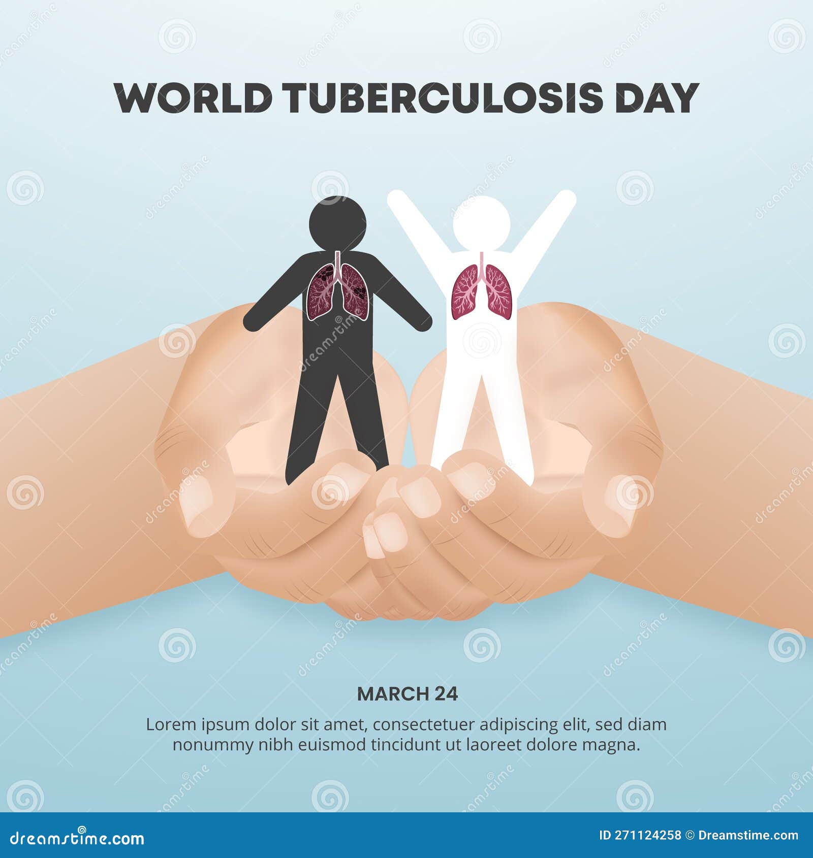 Square World Tuberculosis Day with Hands Holding Human Cutting Paper ...