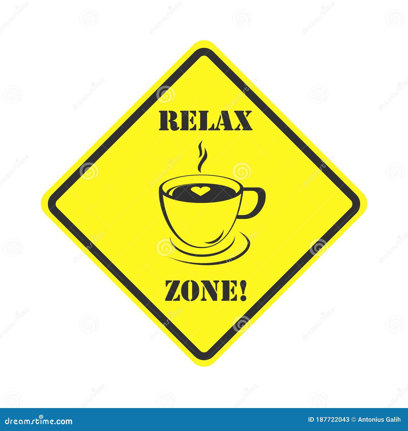 Square Yellow Sign. Relax Zone Sign Isolated on White Background ...