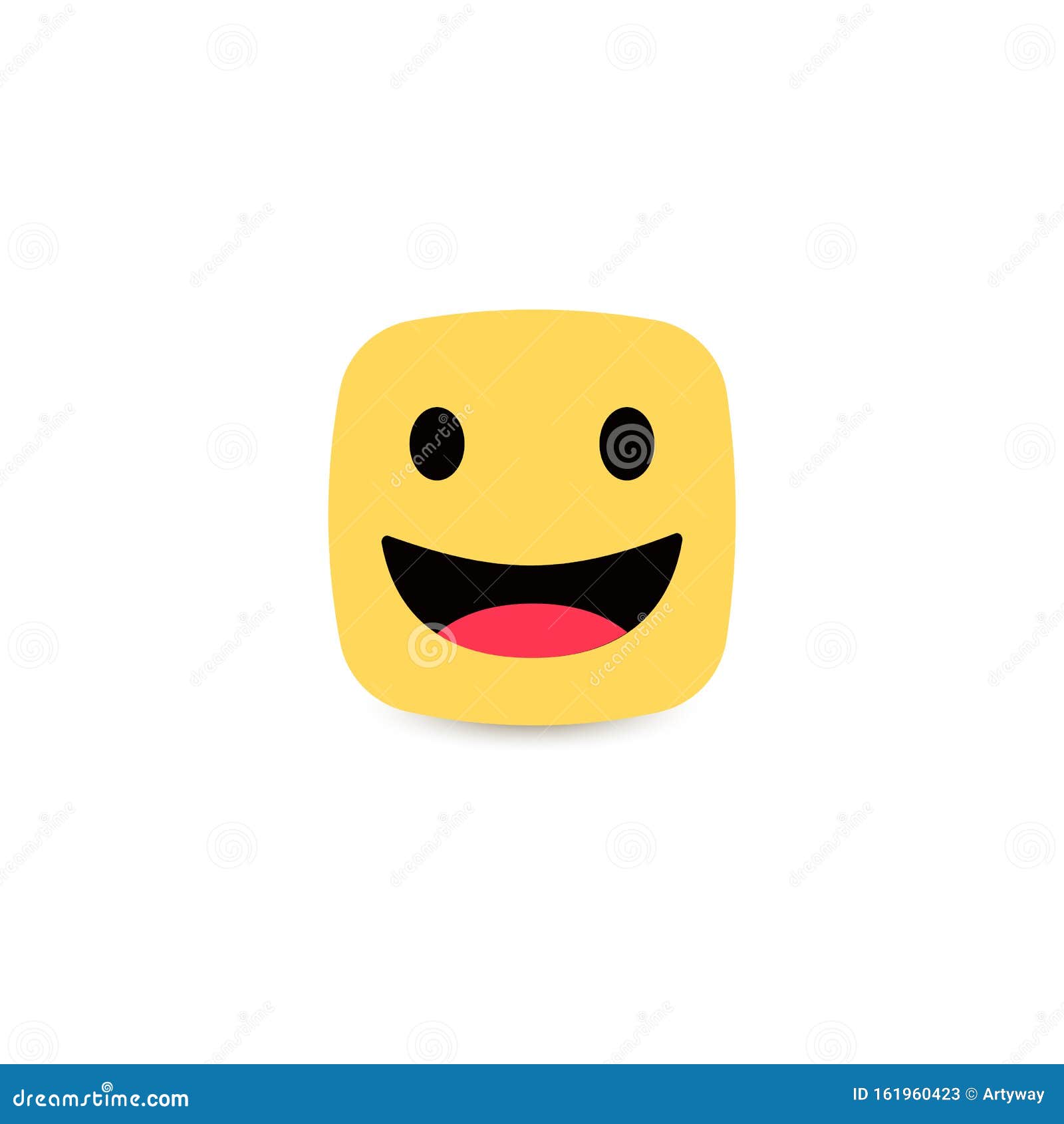 Square Yellow Smiley. Friendly Emotion. Joyful Facial Expression ...