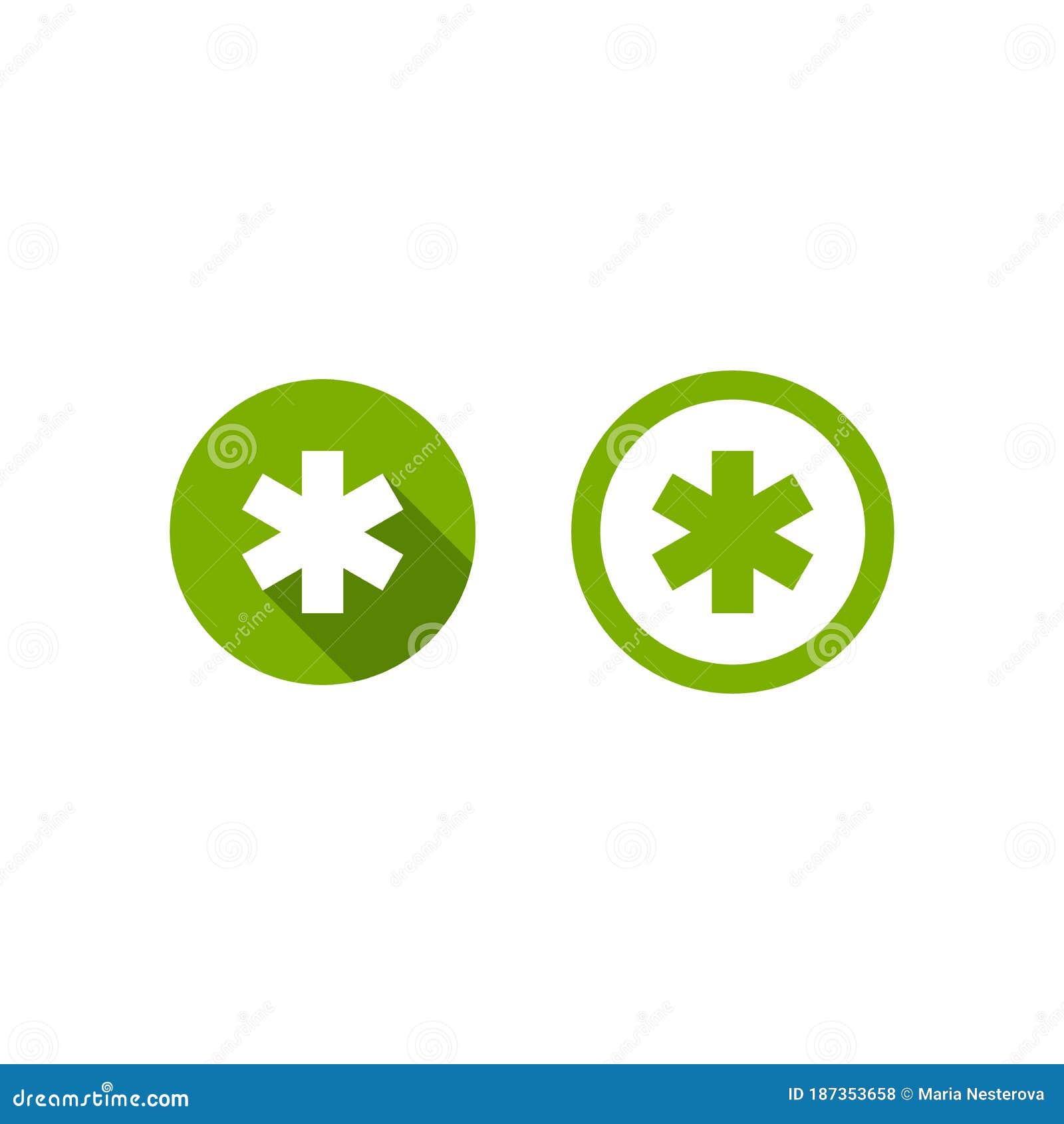 Asterisk (footnote, Star) Icons Set Black Icons Vector Illustration ...