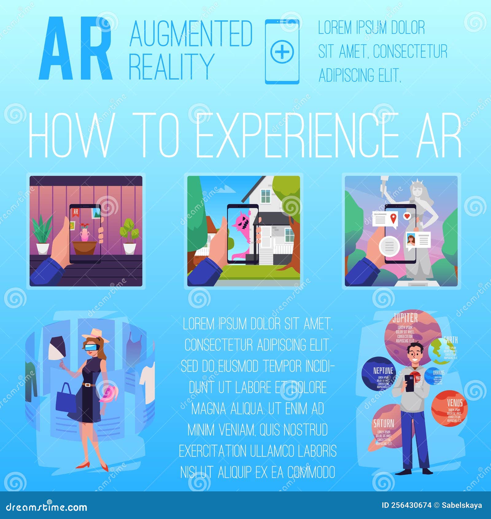 Squared Banner about Augmented Reality Flat Style, Vector Illustration ...