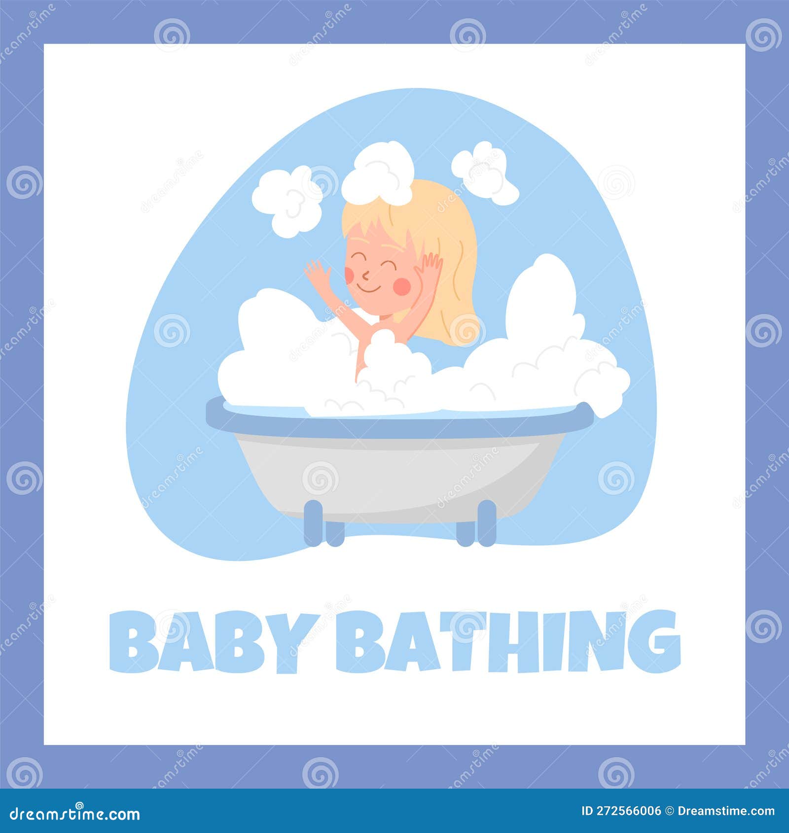 Squared Banner about Baby Bathing Flat Style, Vector Illustration Stock ...