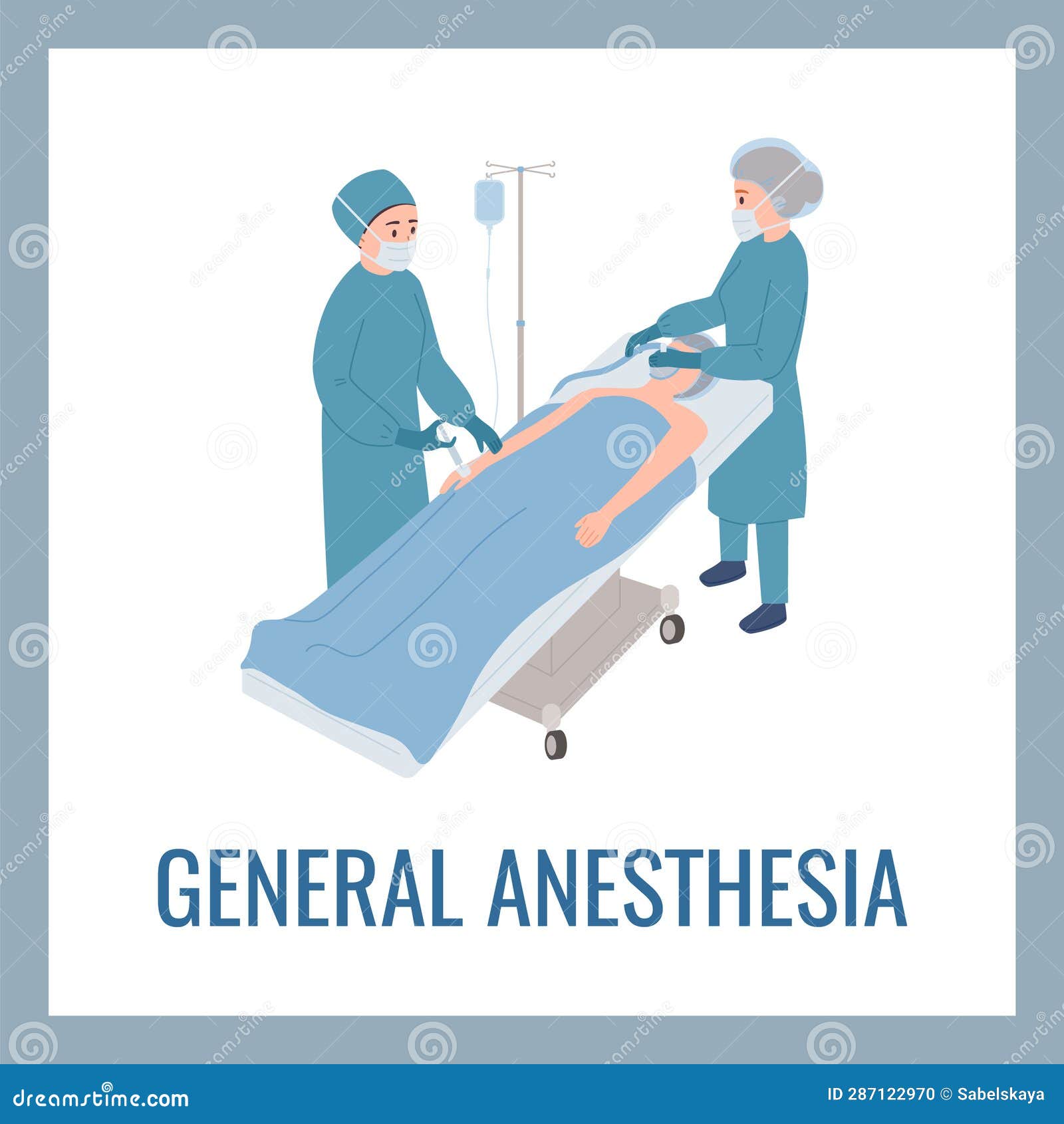 Squared Banner about General Anesthesia Flat Style, Vector Illustration ...