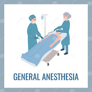 Squared Banner about General Anesthesia Flat Style, Vector Illustration ...