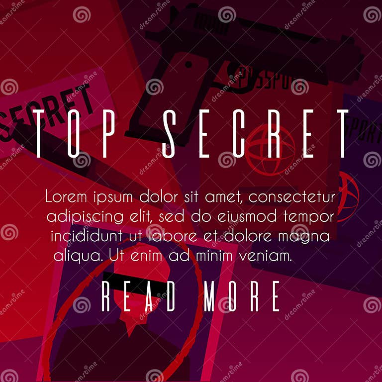 Squared Banner about Secret Agent Work Flat Style, Vector Illustration ...