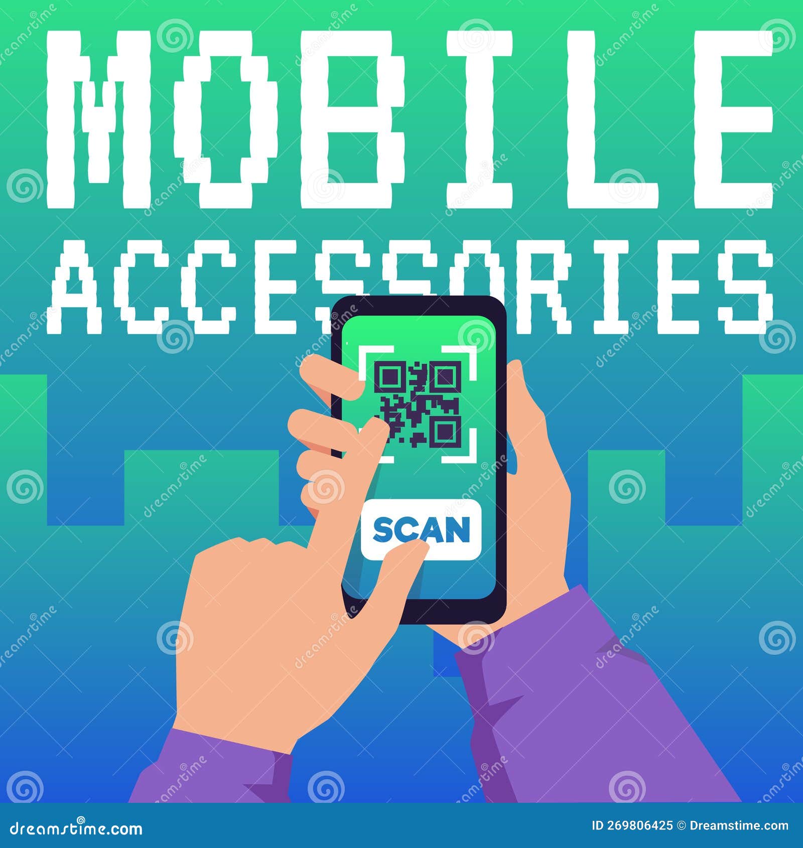 Squared Banner about Smartphone Accessories Flat Style, Vector ...