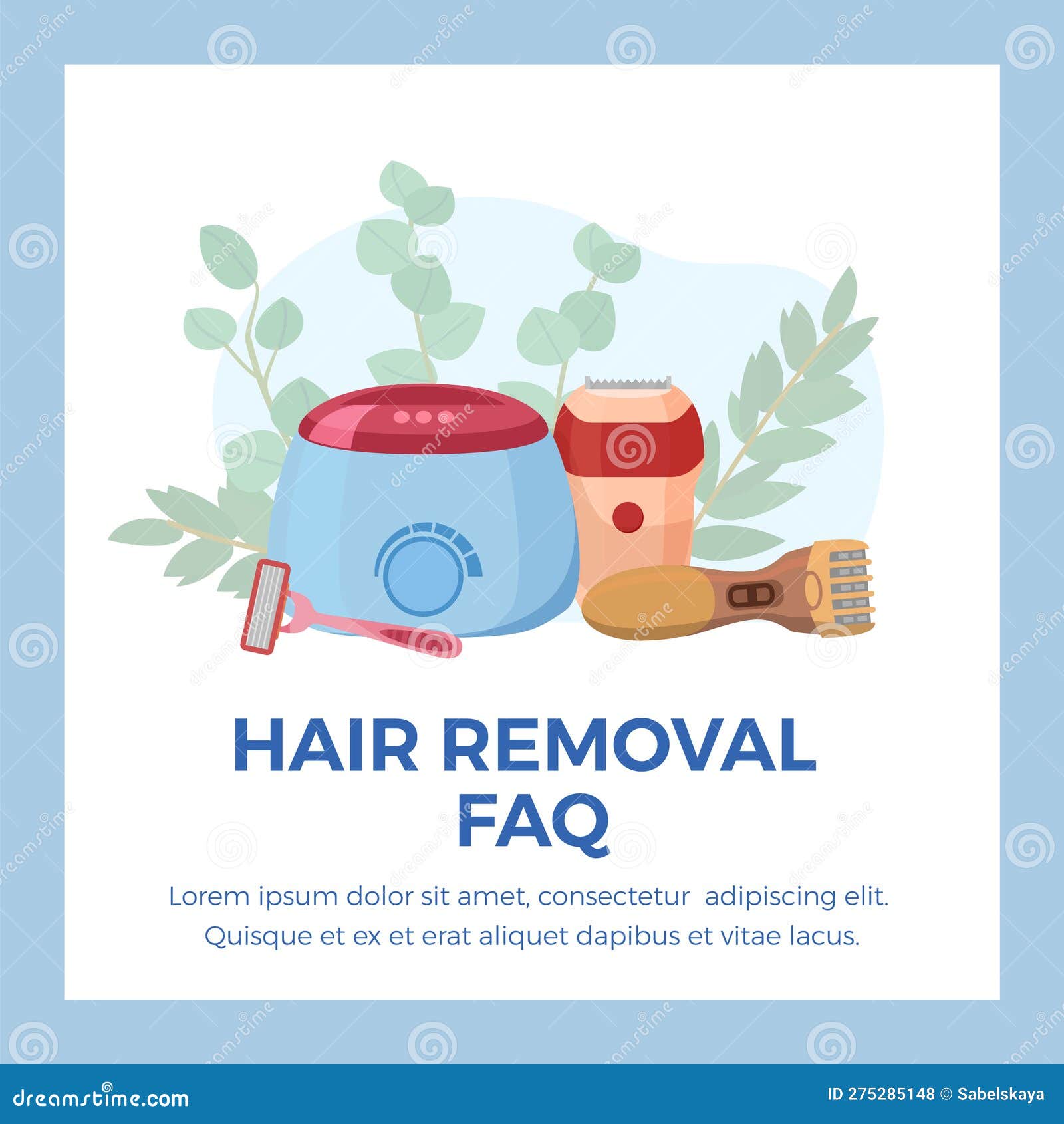 Squared Banner with Tools for Hair Removal Flat Style Stock Vector ...