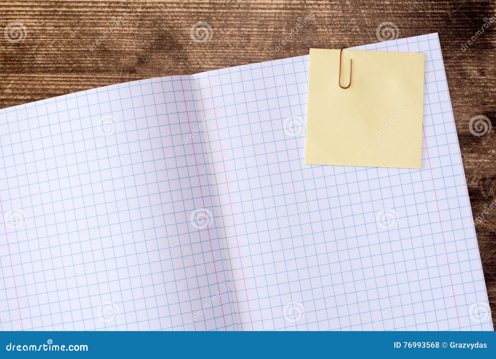 Squared Exercise Book with Sticky Note Stock Photo - Image of message ...