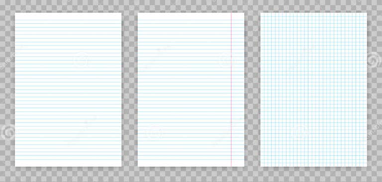 Squared and Lined Paper Sheets of Notebook or Copybook. Vector ...