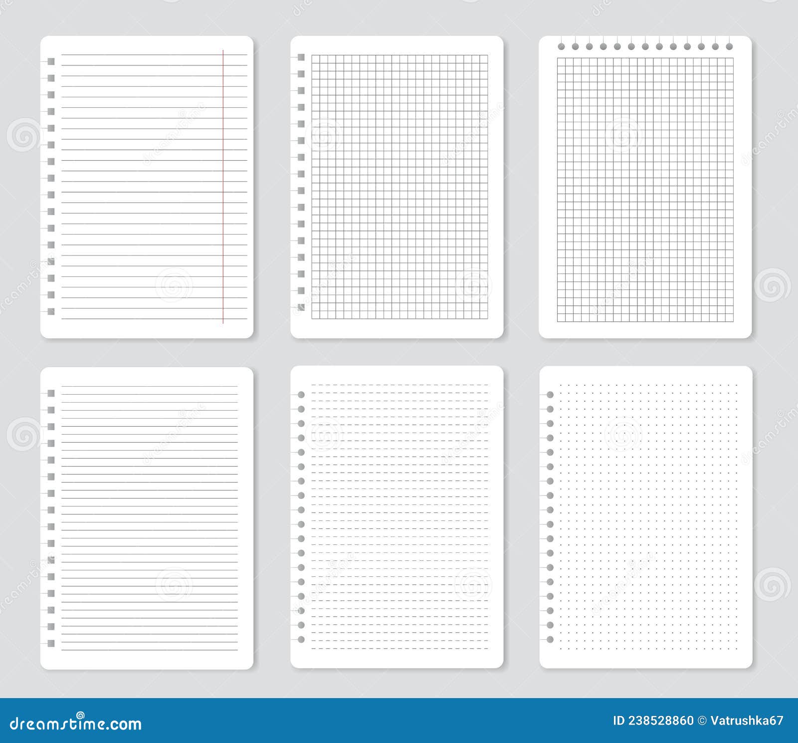 Squared Notebook Pages, Lined Paper Sheets, Notepaper. School Notepad ...
