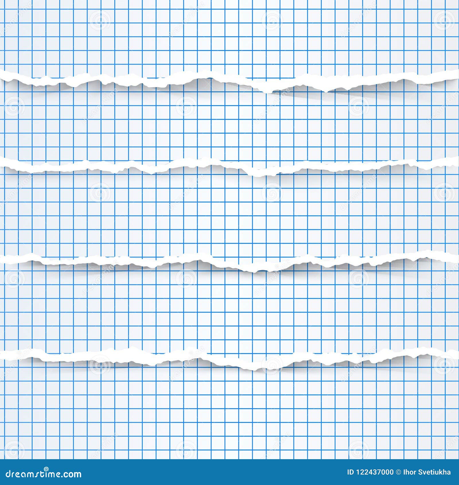 Squared Paper with Torn Border Set. Checkered Geometry Paper Pattern ...