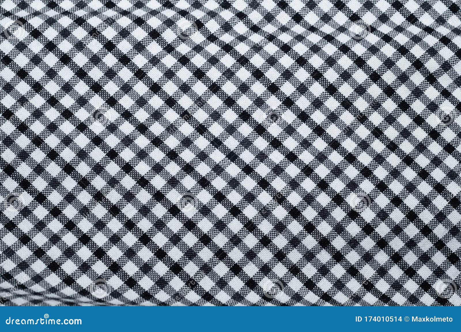 Squared Pattern. Black and White Checkered Fabric Close Up. Geometric ...